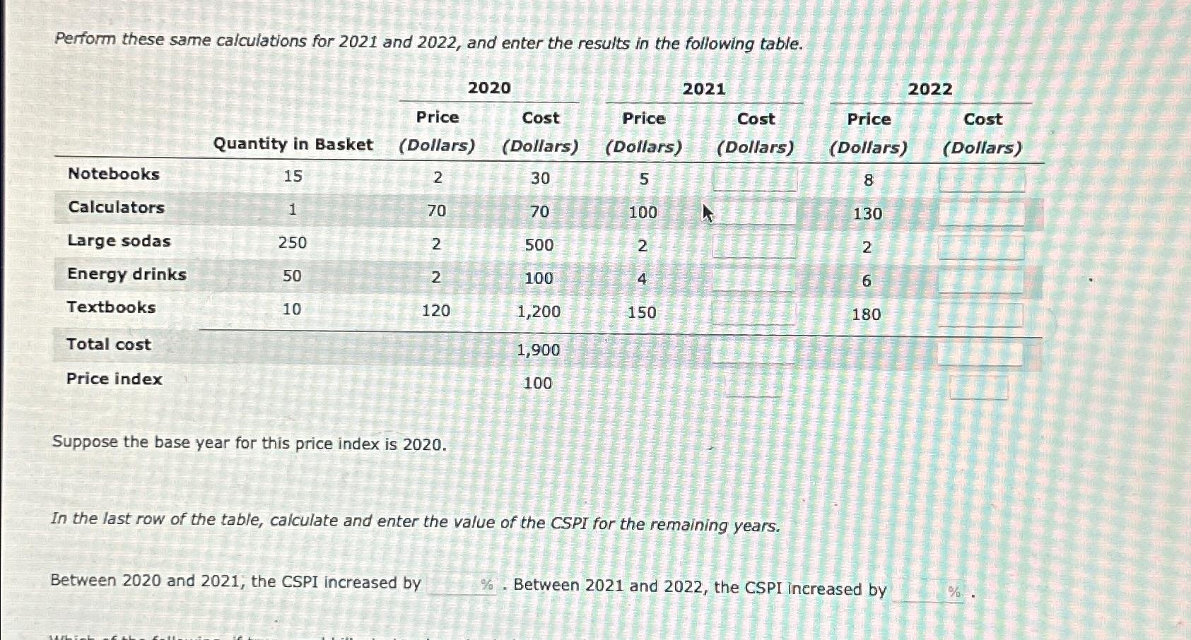 Solved Perform these same calculations for 2021 ﻿and 2022, | Chegg.com