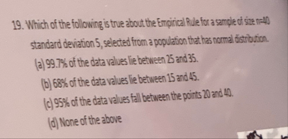Solved standard deviation 5, ﻿selected from a population | Chegg.com
