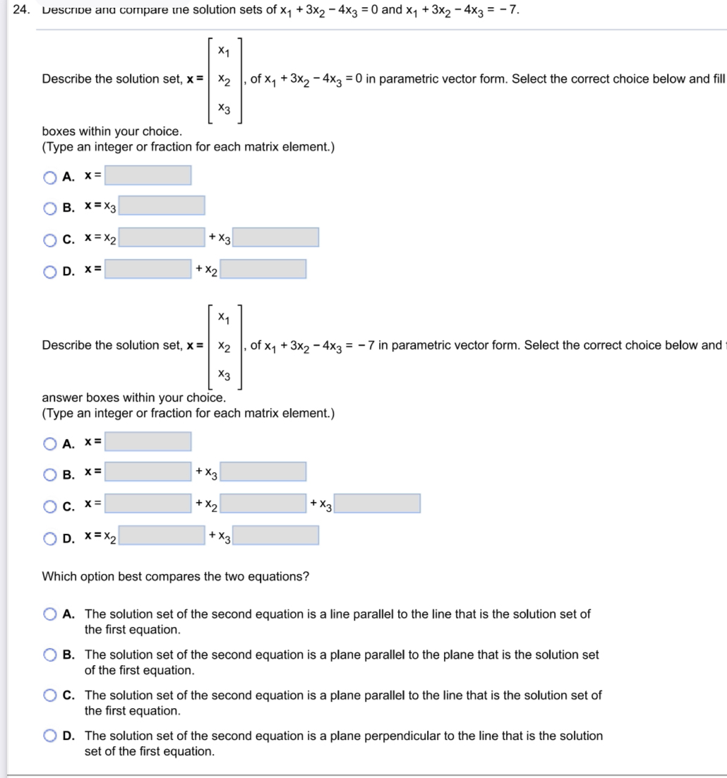Solved Lescrive and compare tne solution sets of | Chegg.com