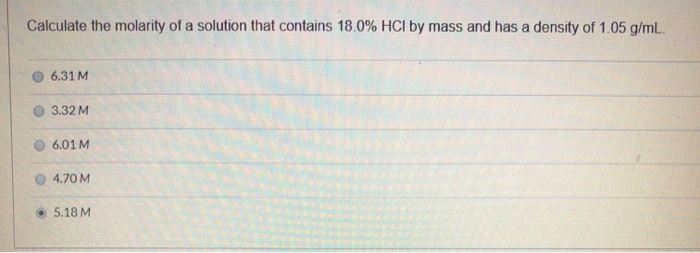 Solved Calculate the molarity of a solution that contains | Chegg.com