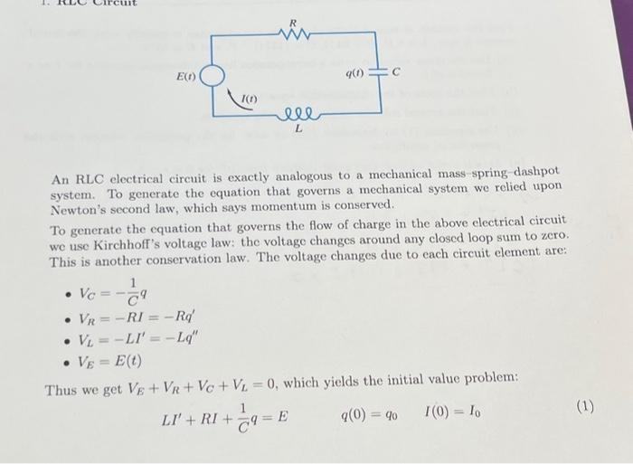 Solved An RLC electrical circuit is exactly analogous to a | Chegg.com
