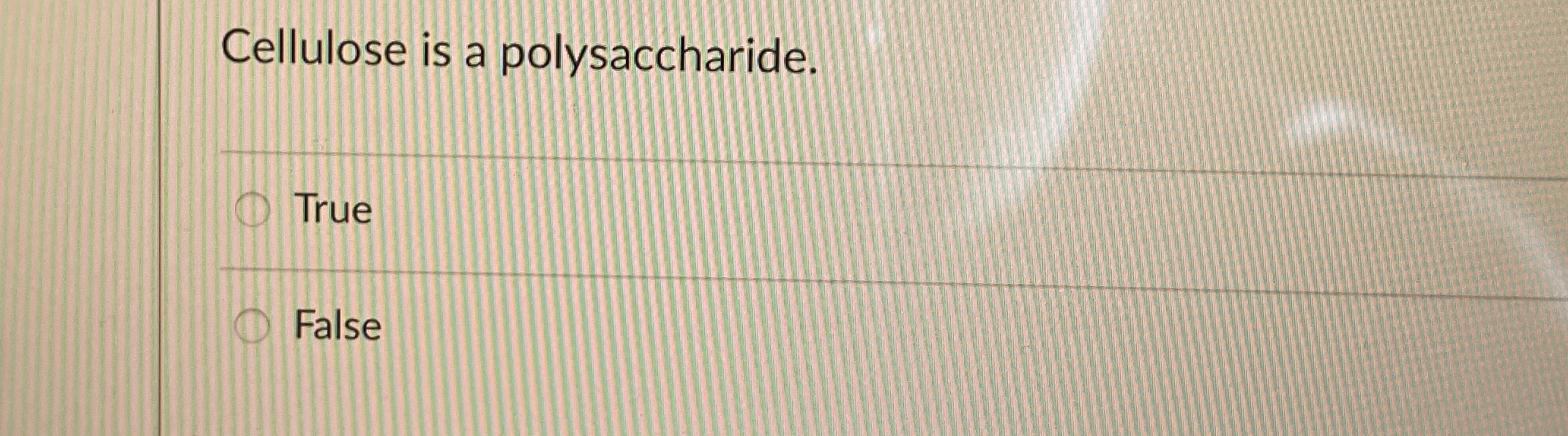 Solved Cellulose is a polysaccharide.TrueFalse | Chegg.com