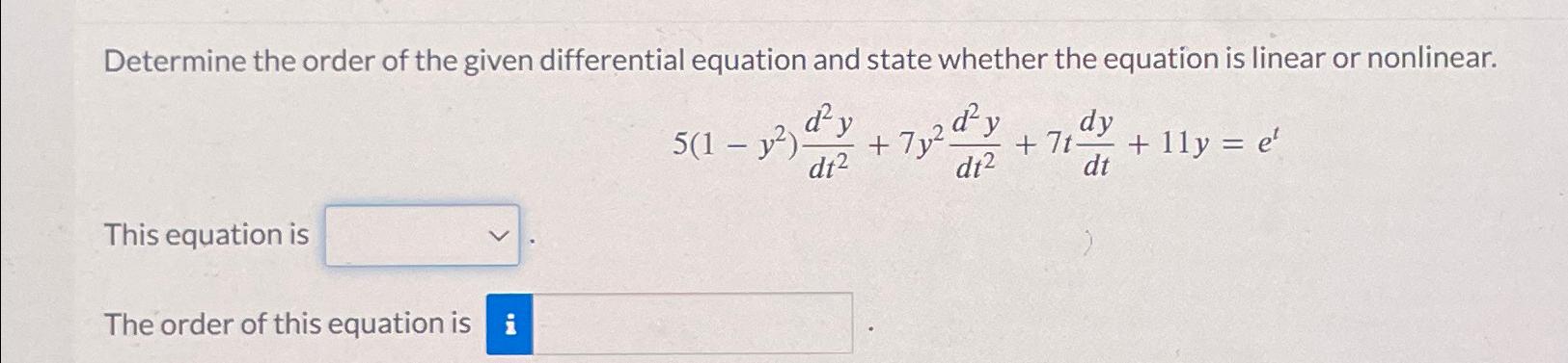 Solved Determine the order of the given differential | Chegg.com