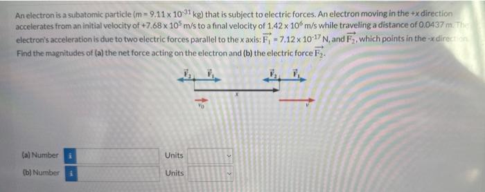Solved An electron is a subatomic particle (m=9.11×10−31 kg) | Chegg.com