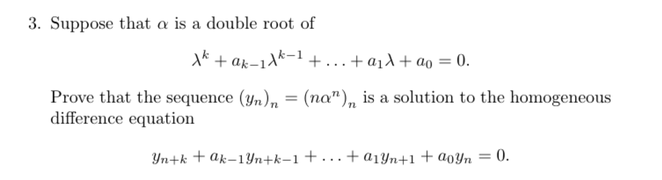Solved Suppose that α ﻿is a double root | Chegg.com