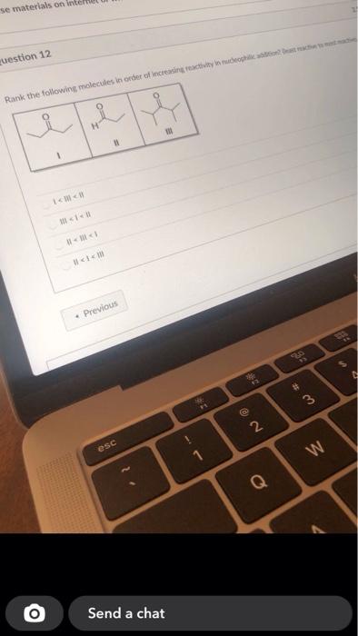 Solved se materials on inte question 12 Rank the following | Chegg.com
