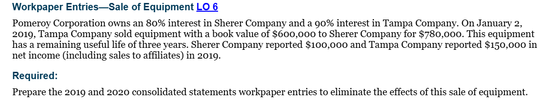 Solved Workpaper Entries-Sale of ﻿Equipment LO 6Pomeroy | Chegg.com