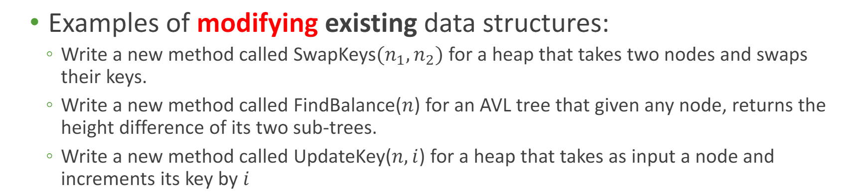 Solved Examples of modifying existing data structures:Write | Chegg.com