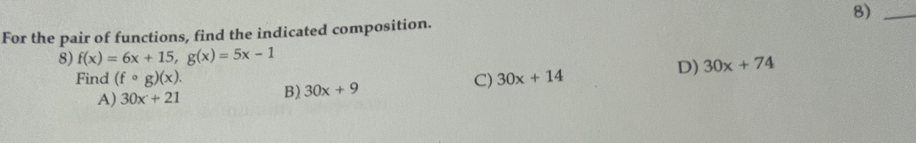 Solved For the pair of functions, find the indicated | Chegg.com