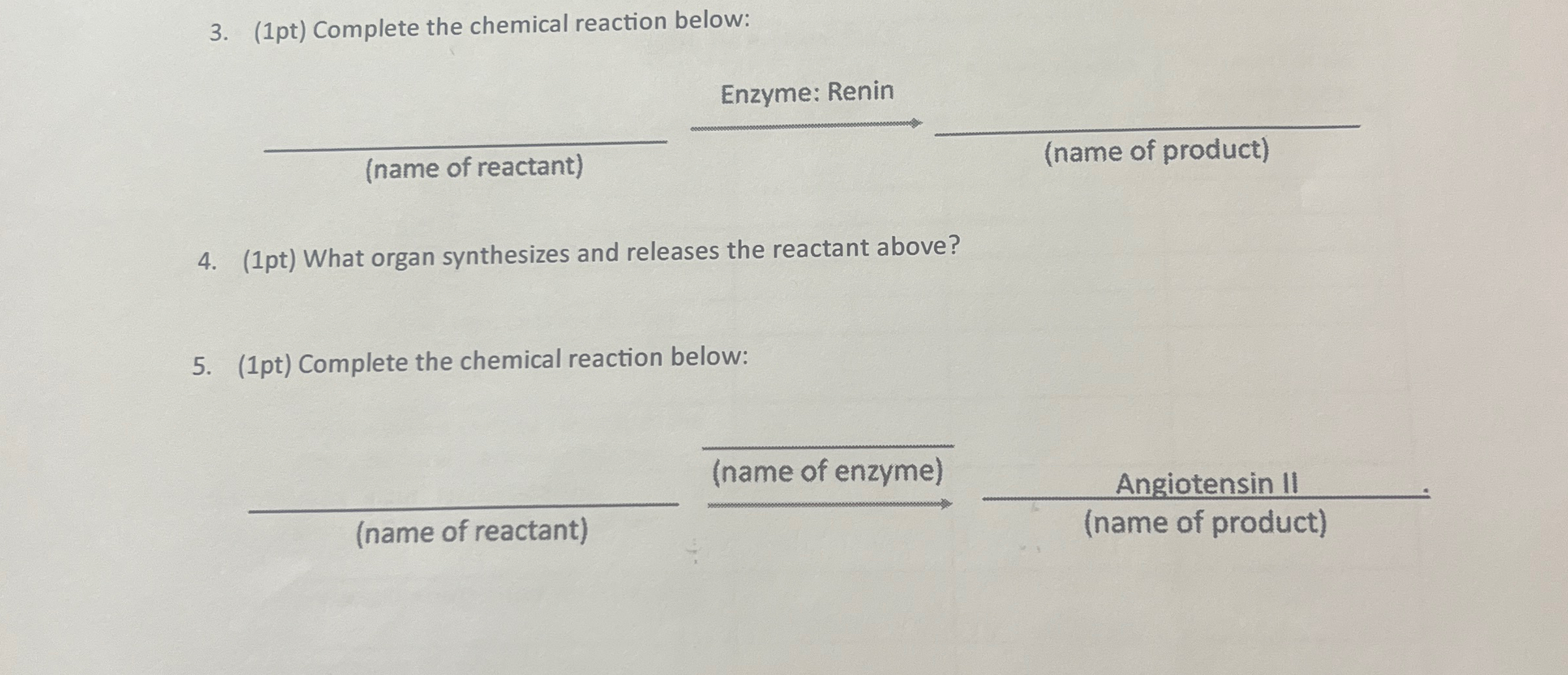 Solved (1pt) ﻿Complete the chemical reaction below:(name or | Chegg.com