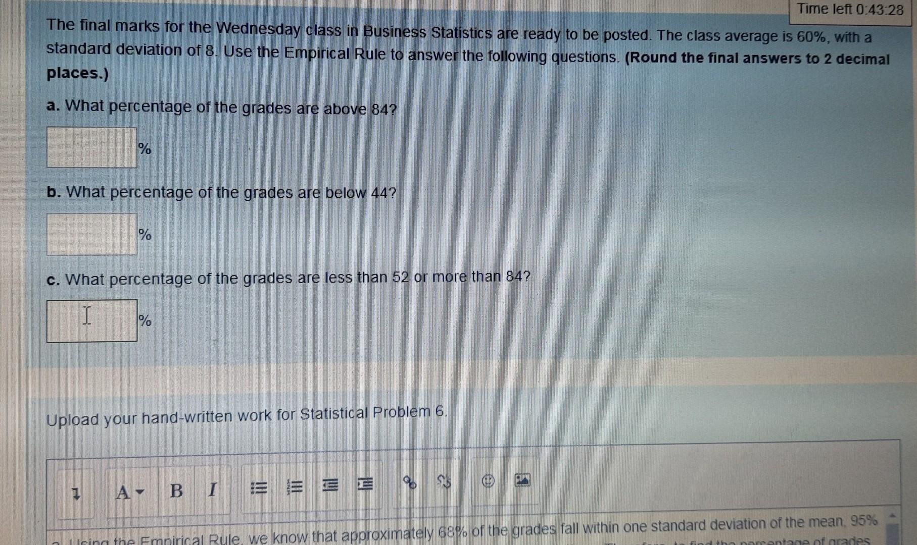 Solved The final marks for the Wednesday class in Business | Chegg.com