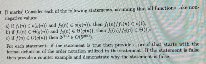 Solved [7 marks] Consider each of the following statements, | Chegg.com