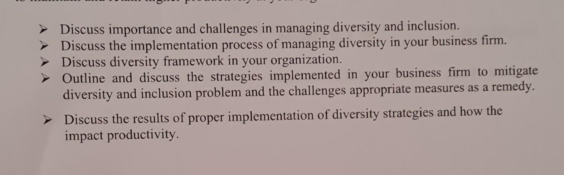 Solved > Discuss diversity framework in your organization. → | Chegg.com