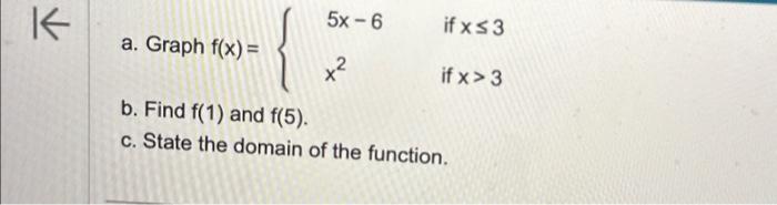 Solved K a. Graph f(x)= 5x-6 x² 2 + if x≤3 if x>3 b. Find | Chegg.com