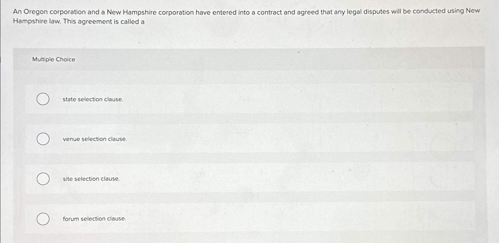 Solved An Oregon corporation and a New Hampshire corporation | Chegg.com
