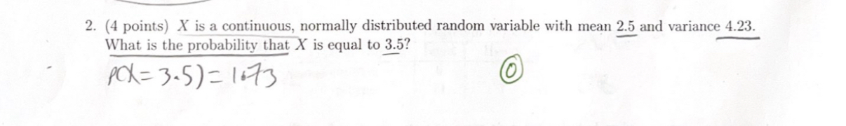 Solved (4 ﻿points) x ﻿is a continuous, normally distributed | Chegg.com