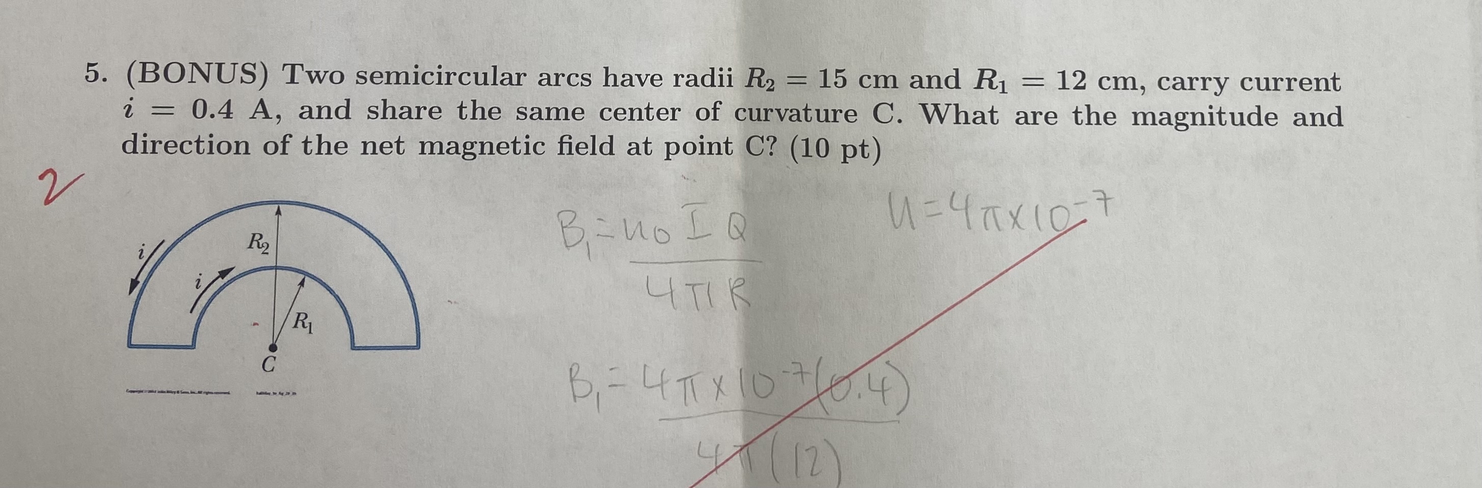 Solved (BONUS) ﻿Two semicircular arcs have radii R2=15cm | Chegg.com