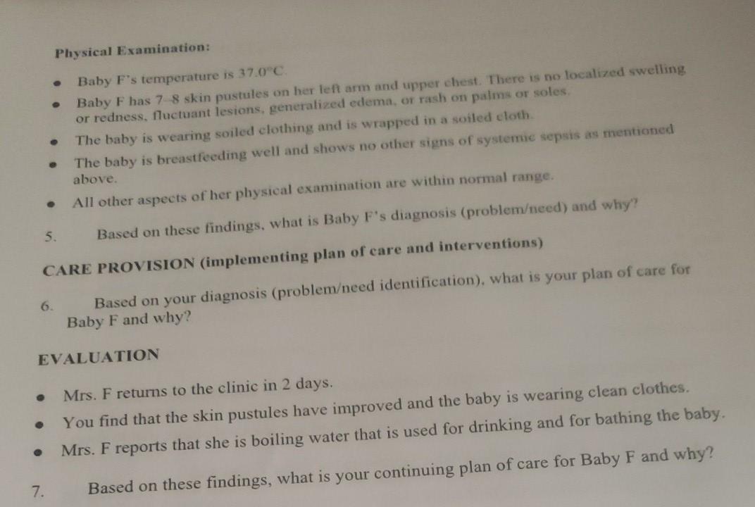 Solved CASE STUDY 6: NEWBORN ASSESSMENT AND CARE DIRECTIONS | Chegg.com