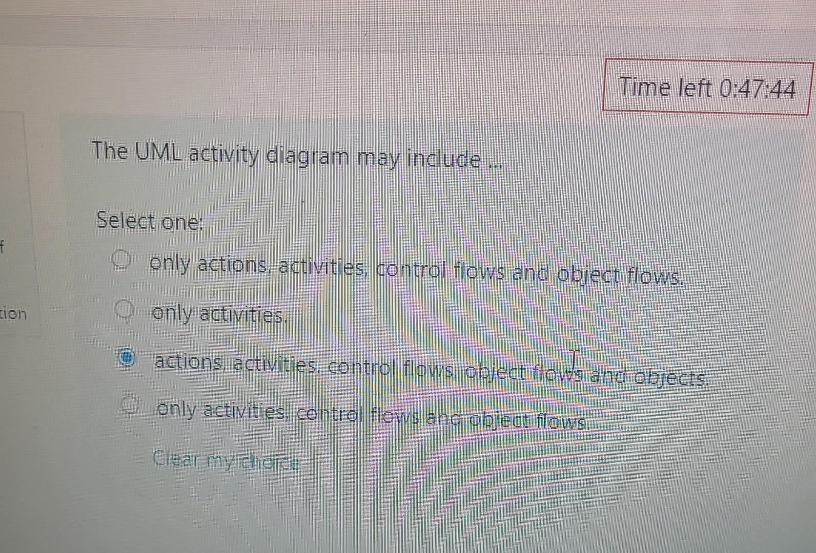 Solved The UML activity diagram may include ... Select one: | Chegg.com