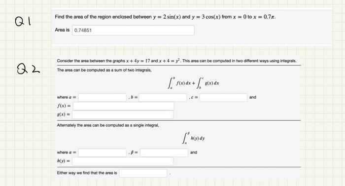 Solved Find the area of the region enclosed between | Chegg.com
