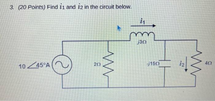Solved 3. (20 Points) Find i1 and i2 in the circuit below. | Chegg.com