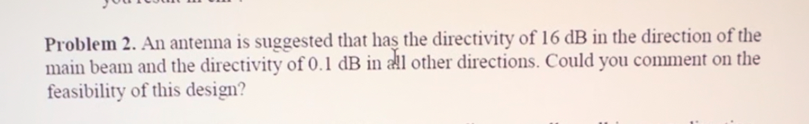 Solved Problem 2. ﻿An antenna is suggested that has the | Chegg.com