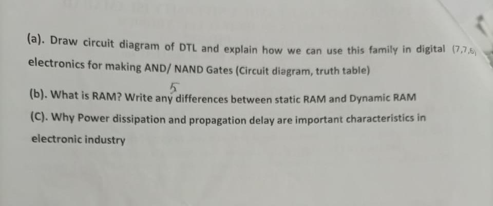 Solved (a). Draw circuit diagram of DTL and explain how we | Chegg.com