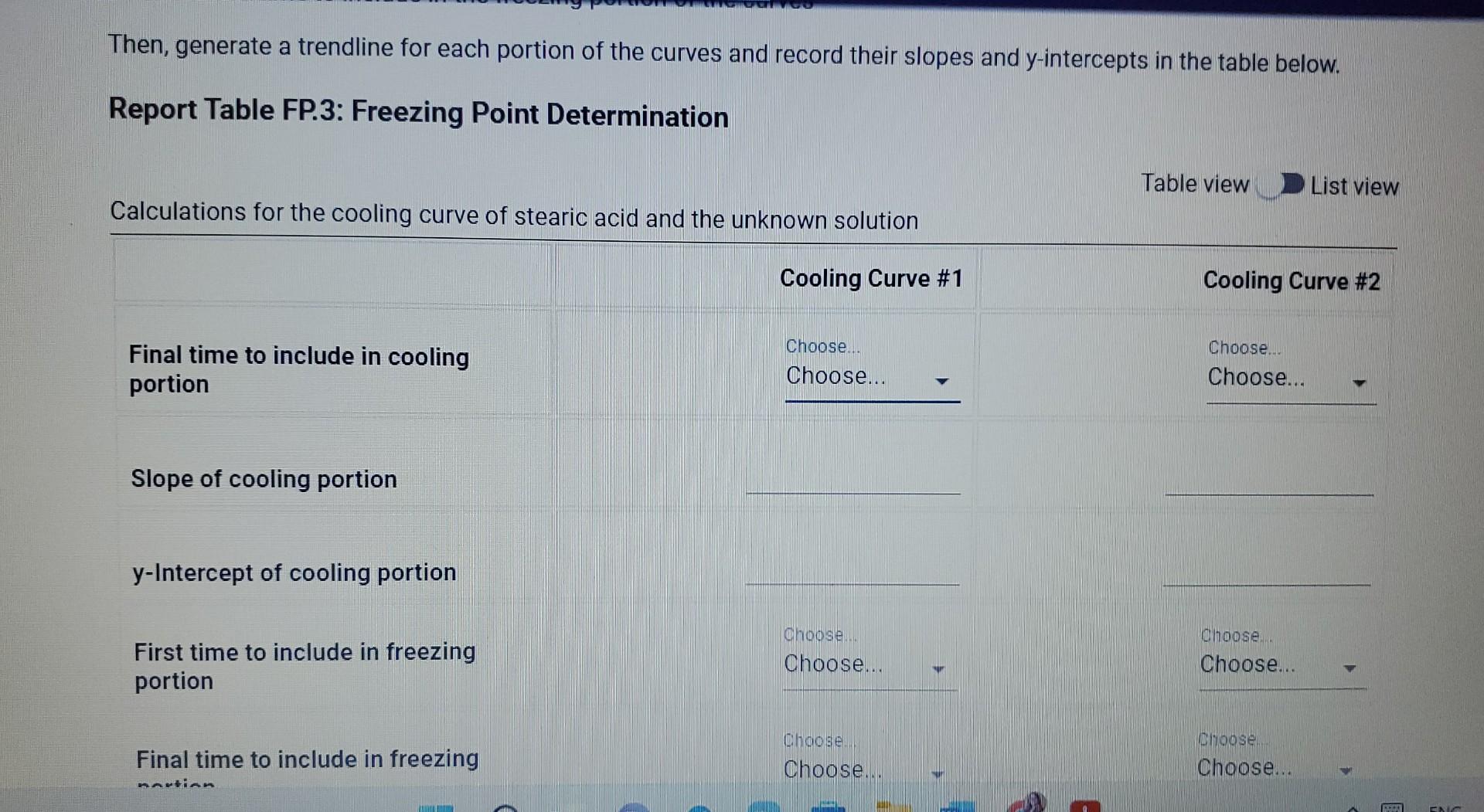 Report Table FP.3: Freezing Point | Chegg.com