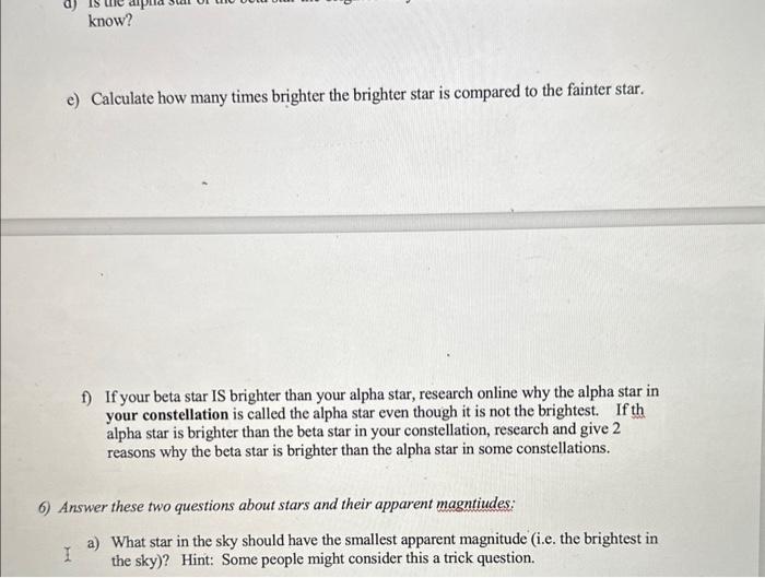 6) Answer these two questions about stars and | Chegg.com
