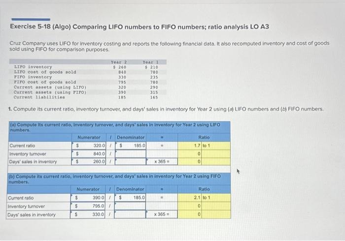 Solved Exercise 5-18 (Algo) Comparing LIFO numbers to FIFO | Chegg.com