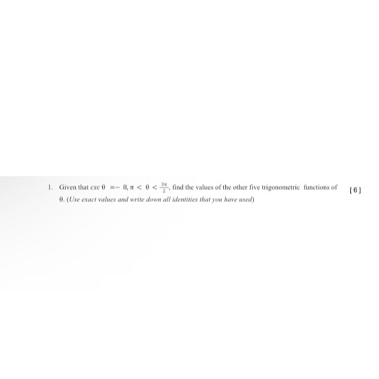 Solved Given that cscθ=-8,π