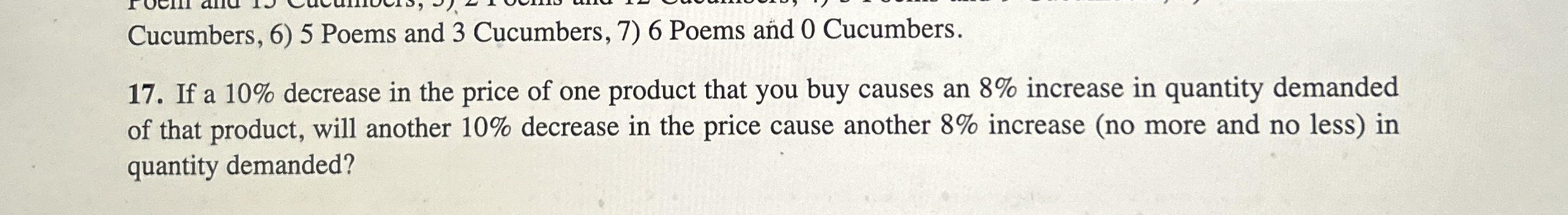 Solved Cucumbers, 6) 5 ﻿Poems and 3 ﻿Cucumbers, 7) 6 ﻿Poems | Chegg.com