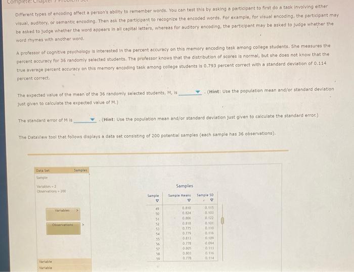 Solved Different types of encoding affect a person's ability | Chegg.com