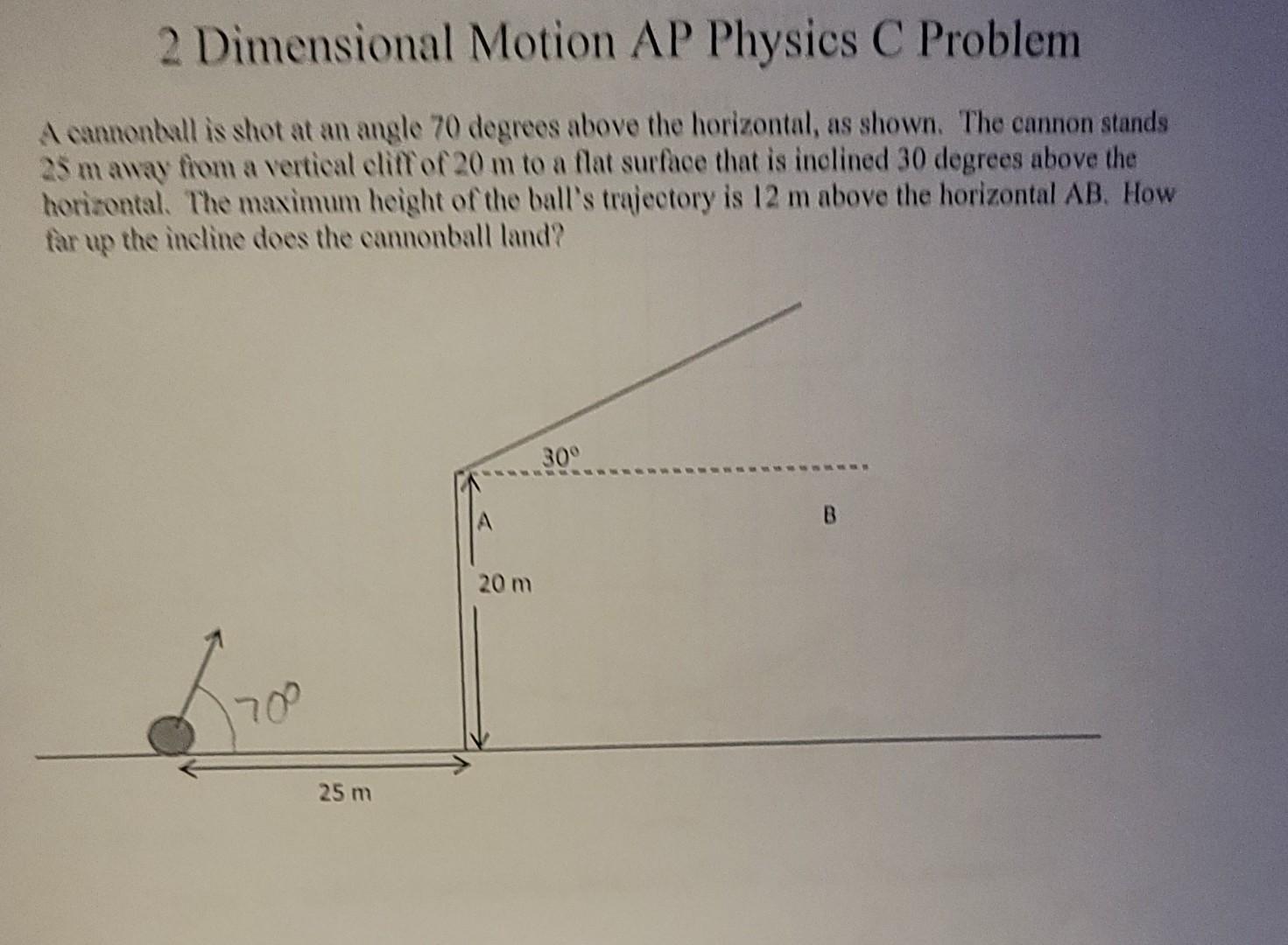 Solved 2 Dimensional Motion Ap Physics C Problem A