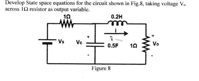 Solved Develop State space equations for the circuit shown | Chegg.com