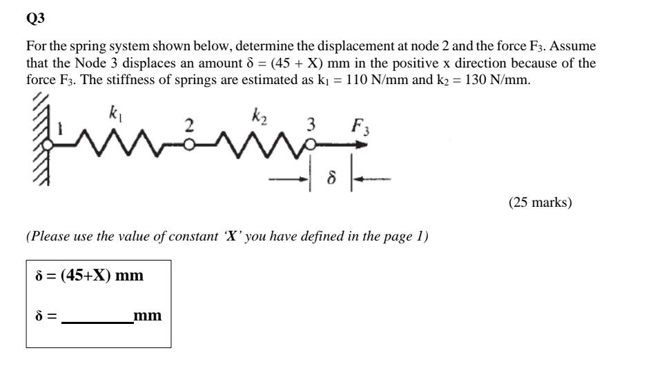 For the spring system shown below, determine the | Chegg.com