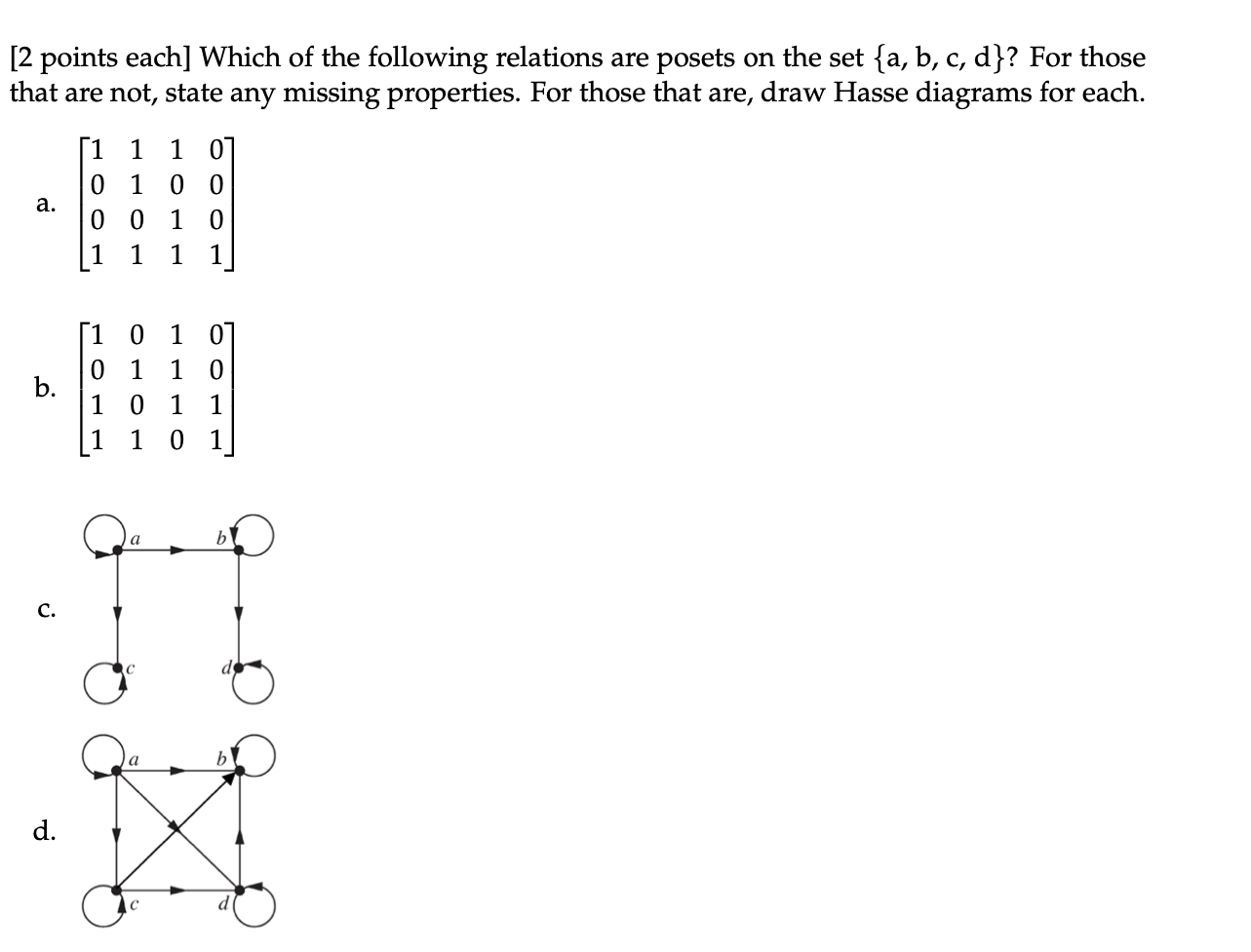 Solved [2 ﻿points each] ﻿Which of the following relations | Chegg.com