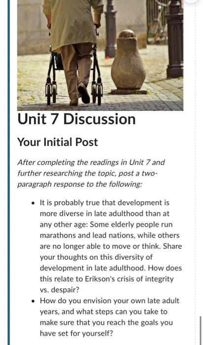 Solved Your Initial Post After completing the readings in | Chegg.com