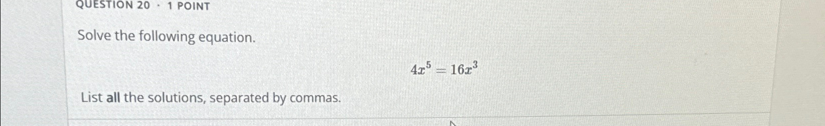 Solved QUESTION 20 - 1 POINTSolve the following | Chegg.com Solved QUESTION 20 - 1 POINTSolve the following | Chegg.com