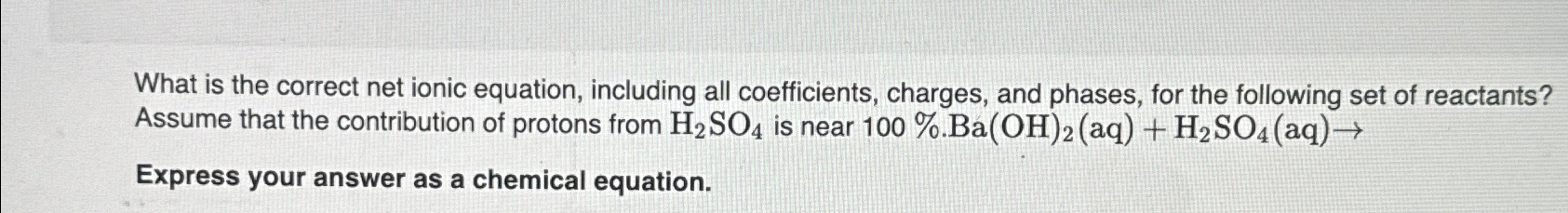 Solved What is the correct net ionic equation, including all | Chegg.com