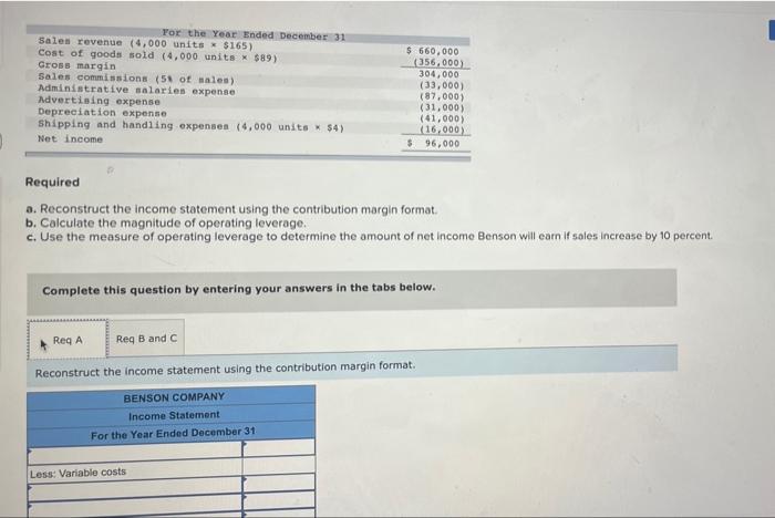 Solved Exercise 11-15A (Algo) Using contribution margin | Chegg.com