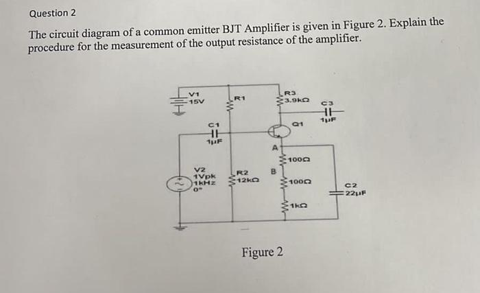 Solved The circuit diagram of a common emitter BJT Amplifier | Chegg.com