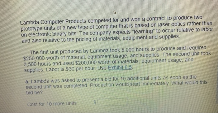 Solved Lambda Computer Products competed for and won a | Chegg.com