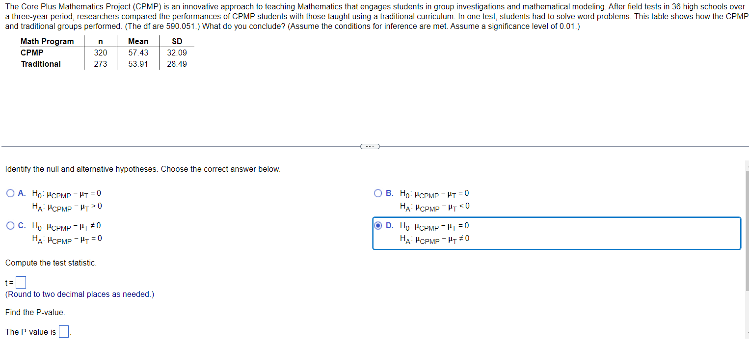 The Core Plus Mathematics Project (CPMP) is an | Chegg.com