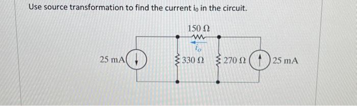 Solved Use source transformation to find the current i0 in | Chegg.com