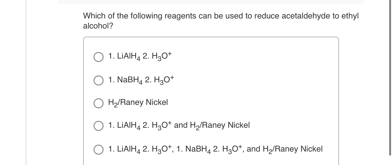 Solved Which of the following reagents can be used to reduce | Chegg.com