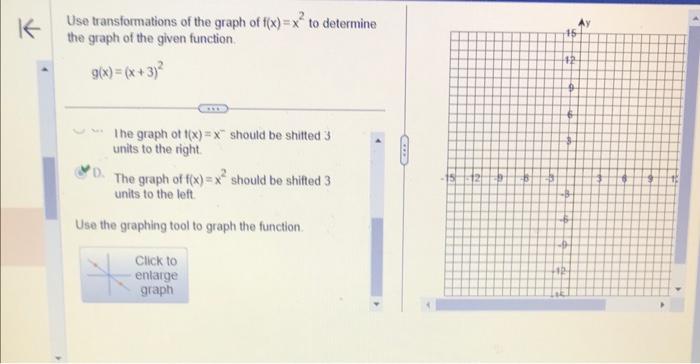 Solved Use transformations of the graph of f(x)=x2 to | Chegg.com