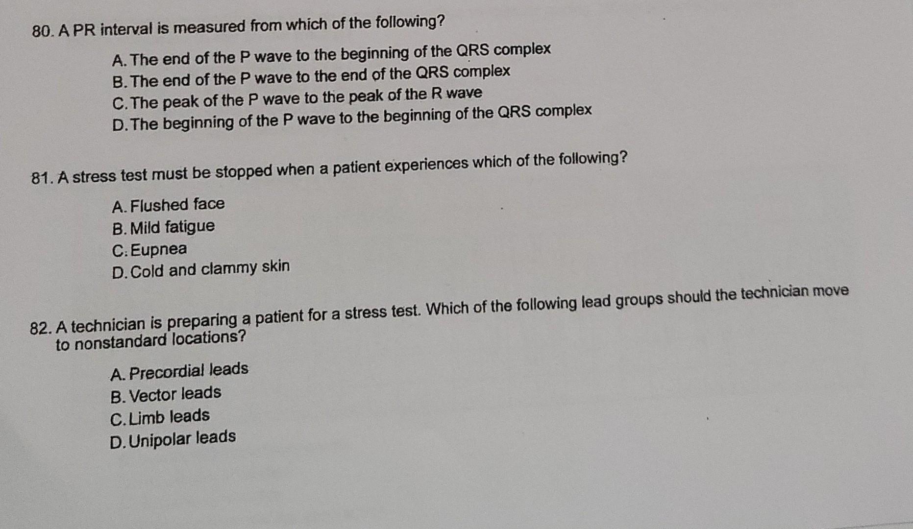 Solved D. Pulse 78. After performing a nonstandard EKG on a | Chegg.com