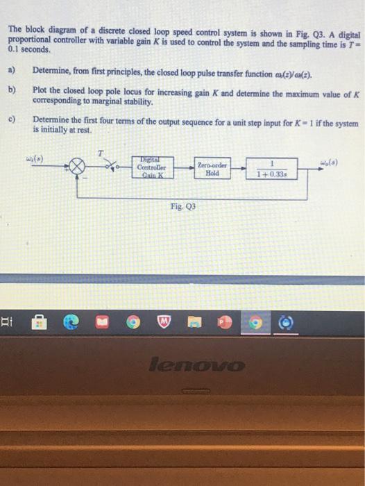 Solved The block diagram of a discrete closed loop speed | Chegg.com