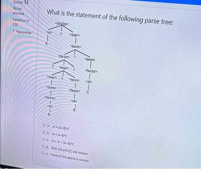 Solved What is the statement of the following parse tree: 2. | Chegg.com